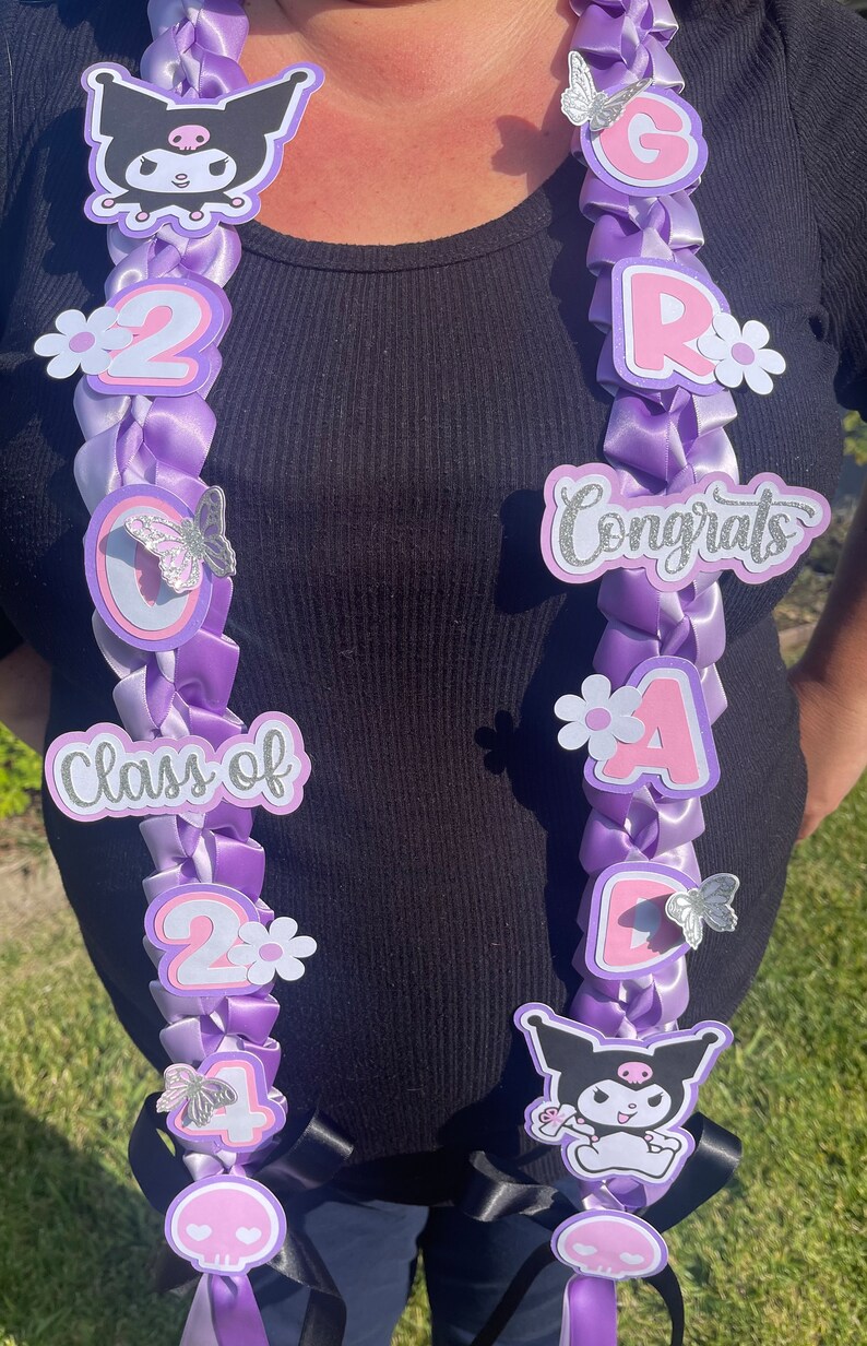 Kuromi Graduation Lei/ Purple Kuromi Ribbon Lei/ Grad Gifts/ Congrats ...