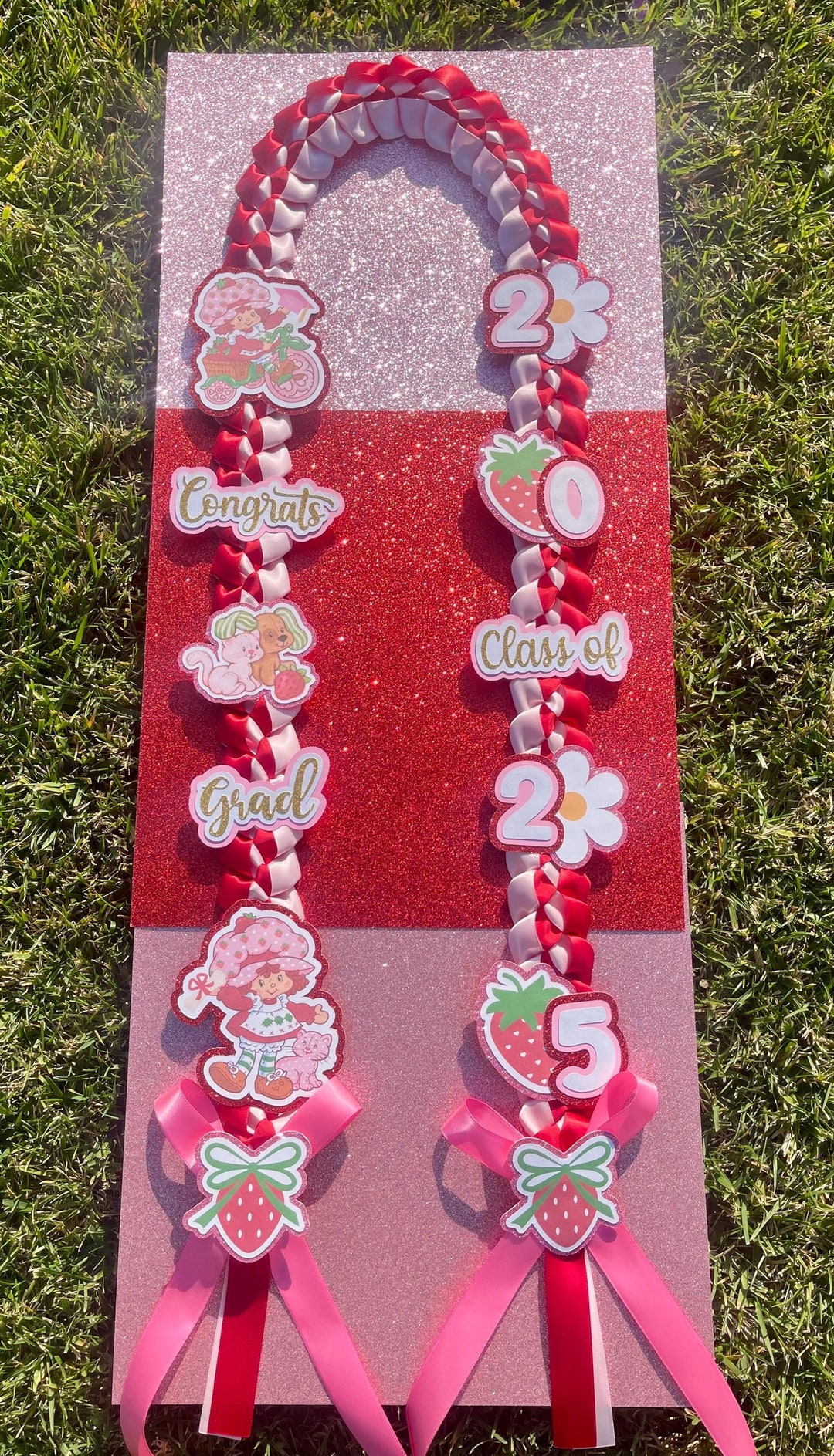 Strawberry Graduation Lei/ Pink Strawberry Ribbon Lei/ Grad Gifts ...