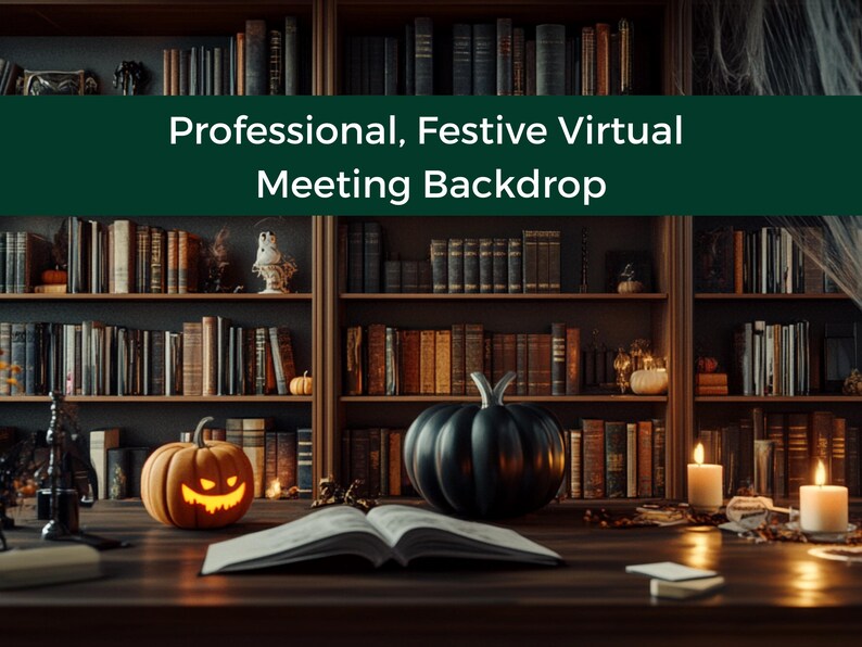 12 Halloween Zoom Backgrounds Bundle Office, Bedroom, Library Themes ...