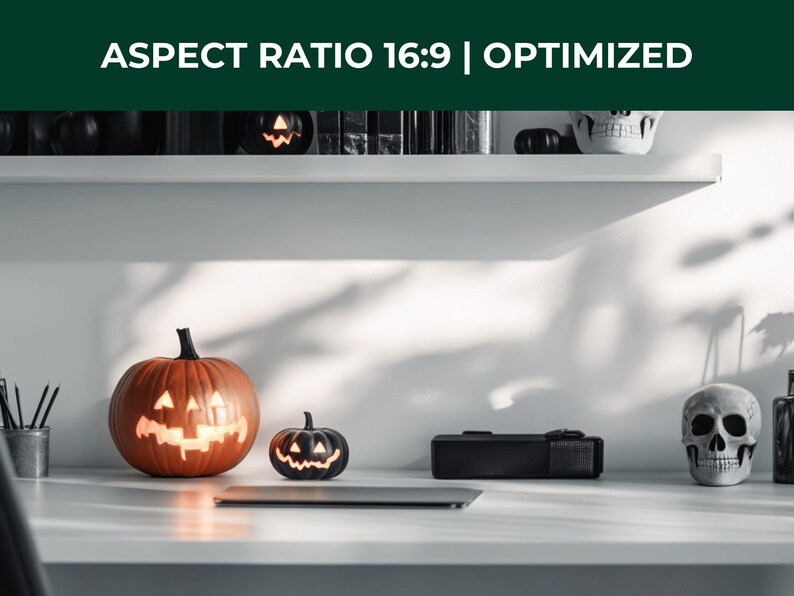 12 Halloween Zoom Backgrounds Bundle Office, Bedroom, Library Themes ...