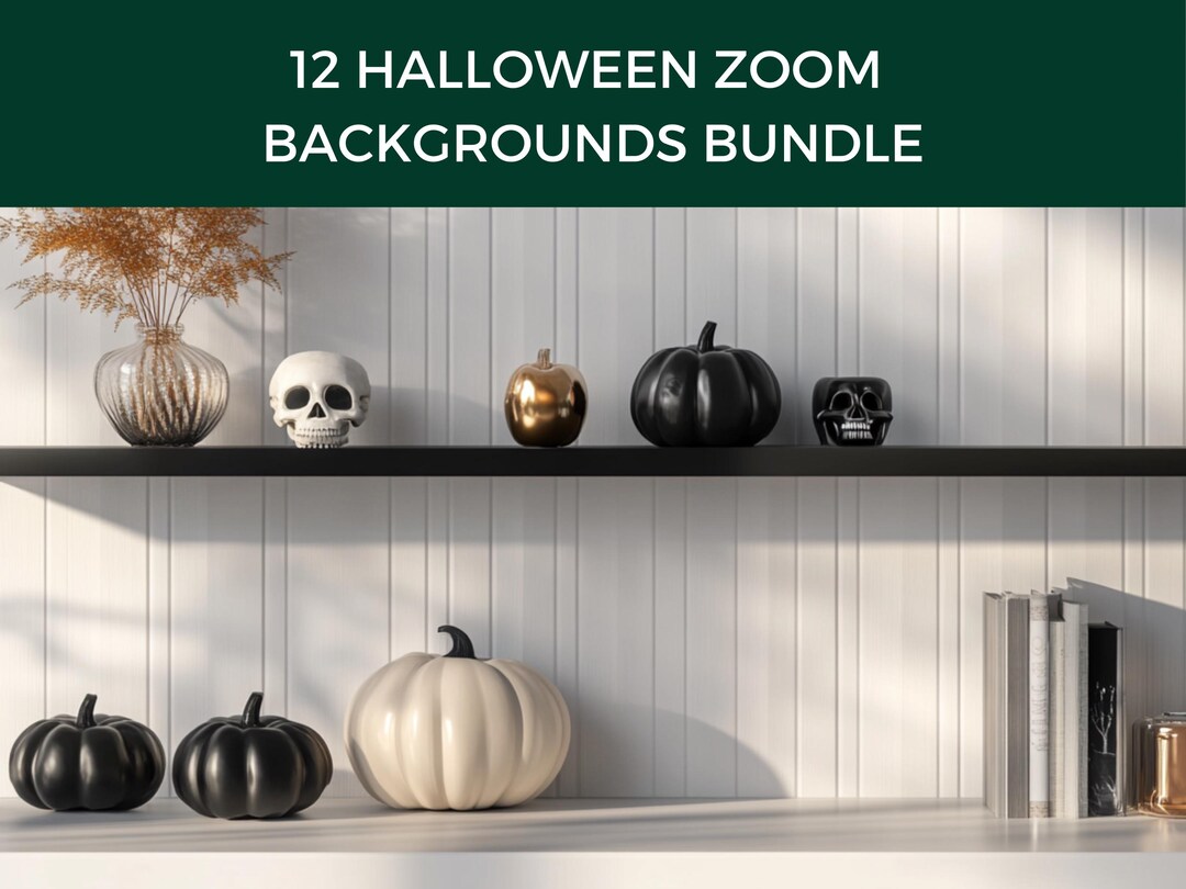 12 Halloween Zoom Backgrounds Bundle Office, Bedroom, Library Themes ...