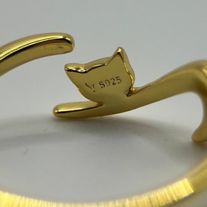 Gold Cat Ring • Cat Silver Ring • Tiny Cat Ring • Kitten Ring • Cat Jewelry • Adjustable Ring ...