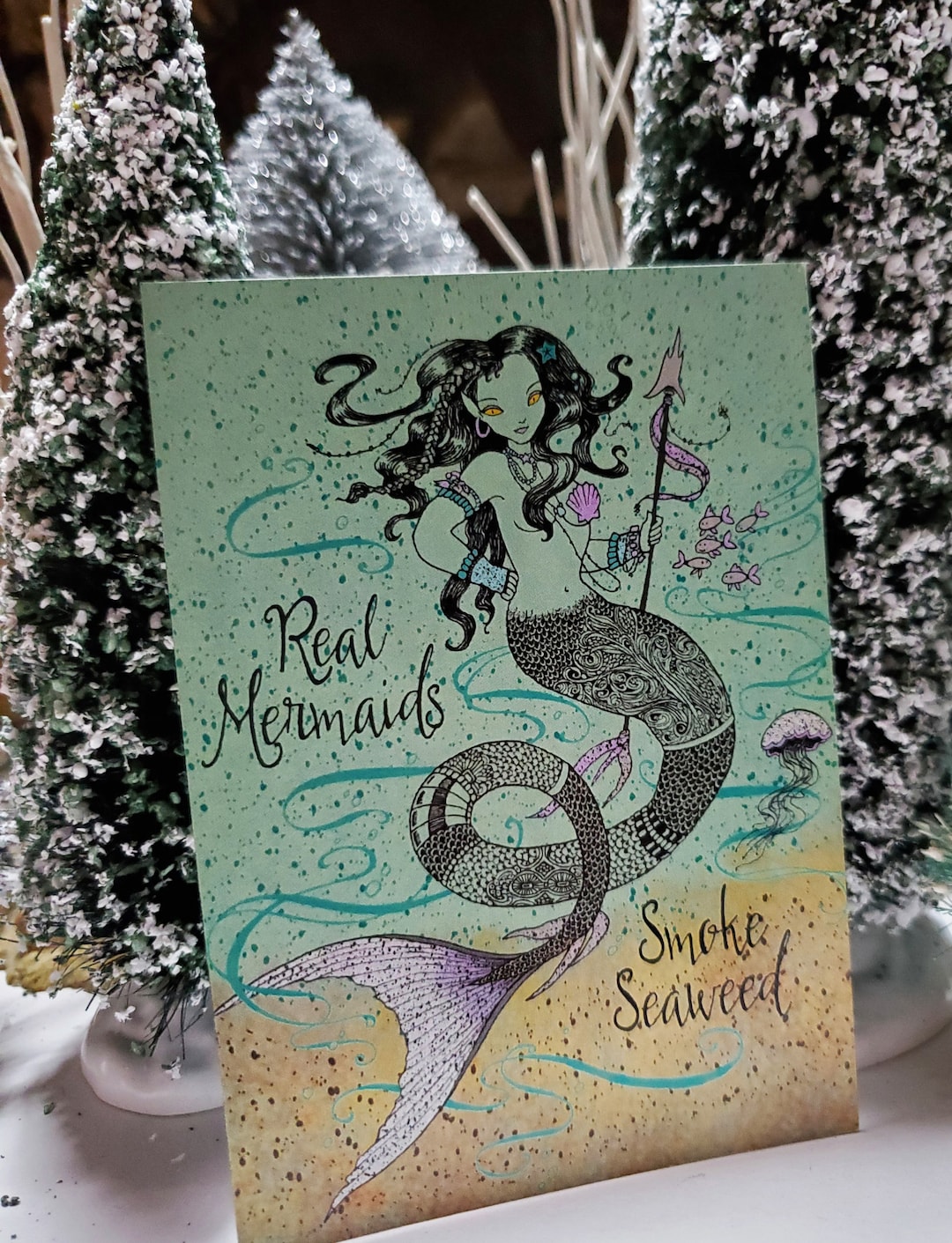 Mermaid Magnet "real Mermaids Smoke Seaweed” Original Digital Art ...