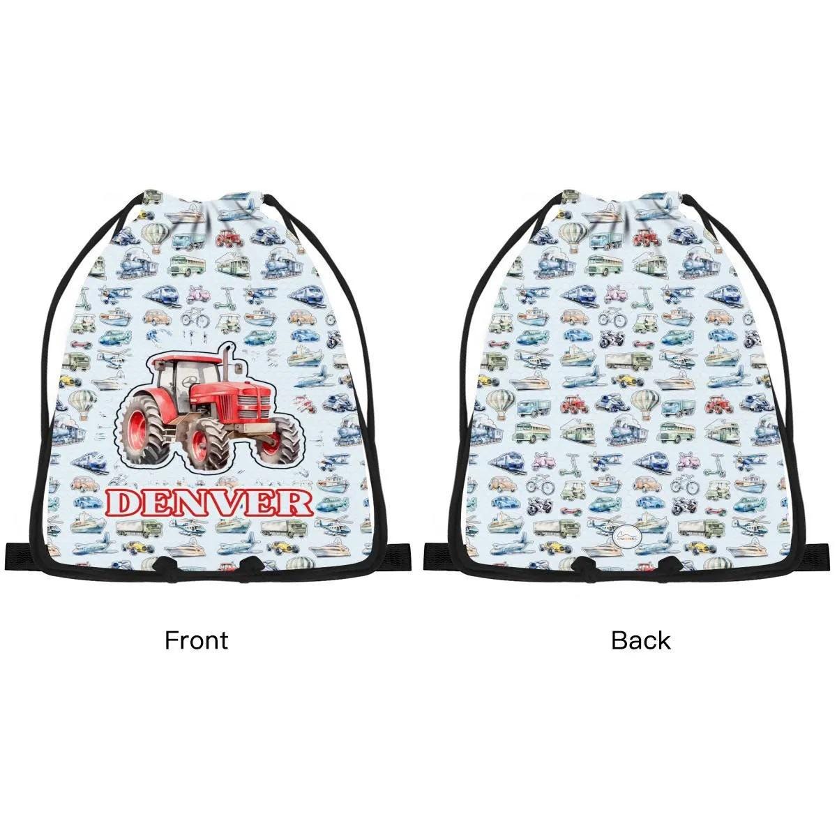 Personalised Drawstring Bag for Kids With Retro Vehicles, Water ...