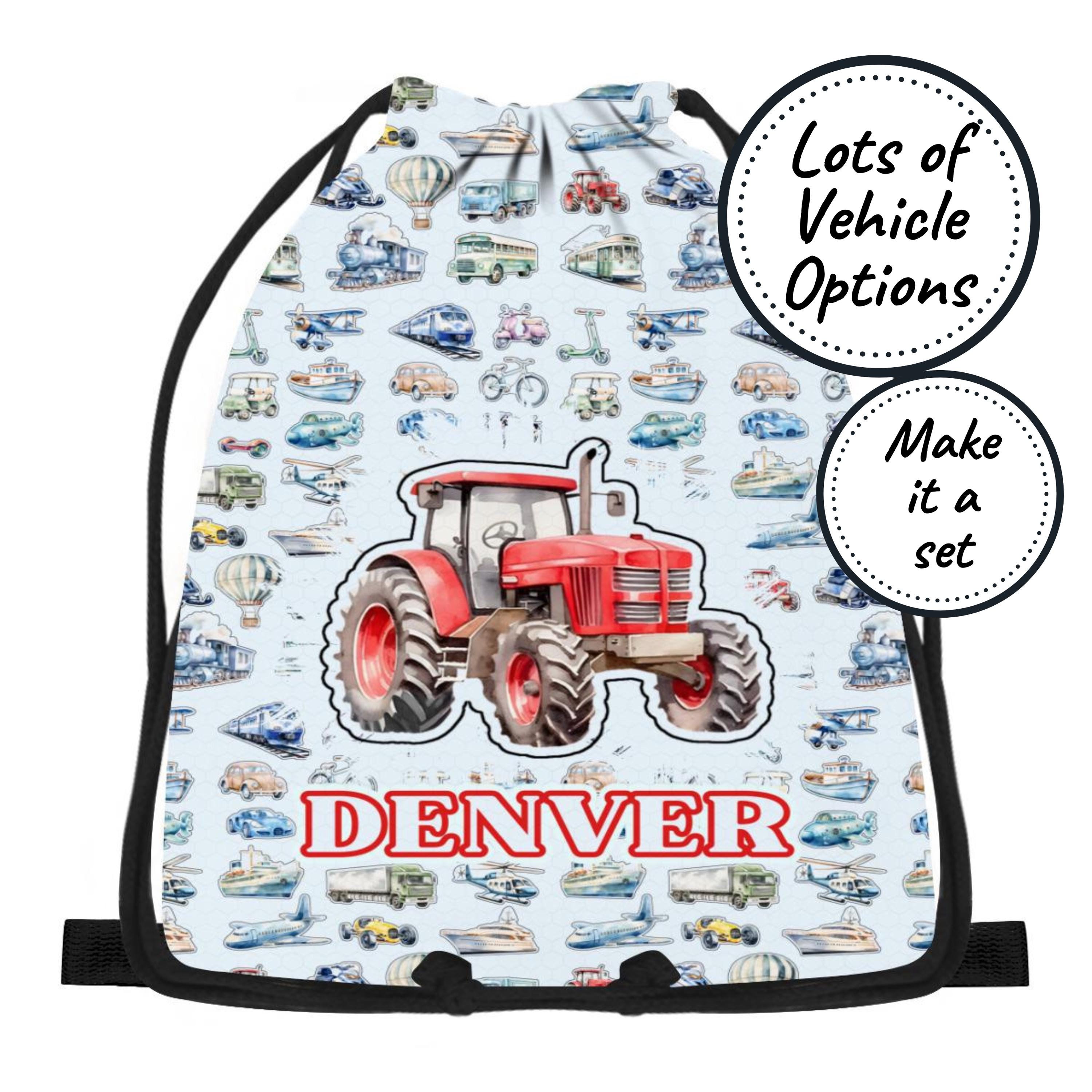 Personalised Drawstring Bag for Kids With Retro Vehicles, Water ...