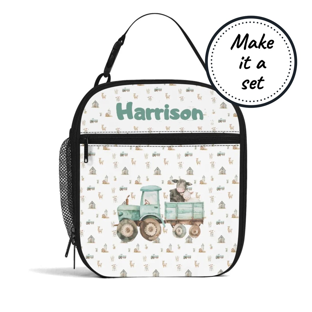 Custom Name Insulated Lunch Bag for Kids With Farm Tractor ...