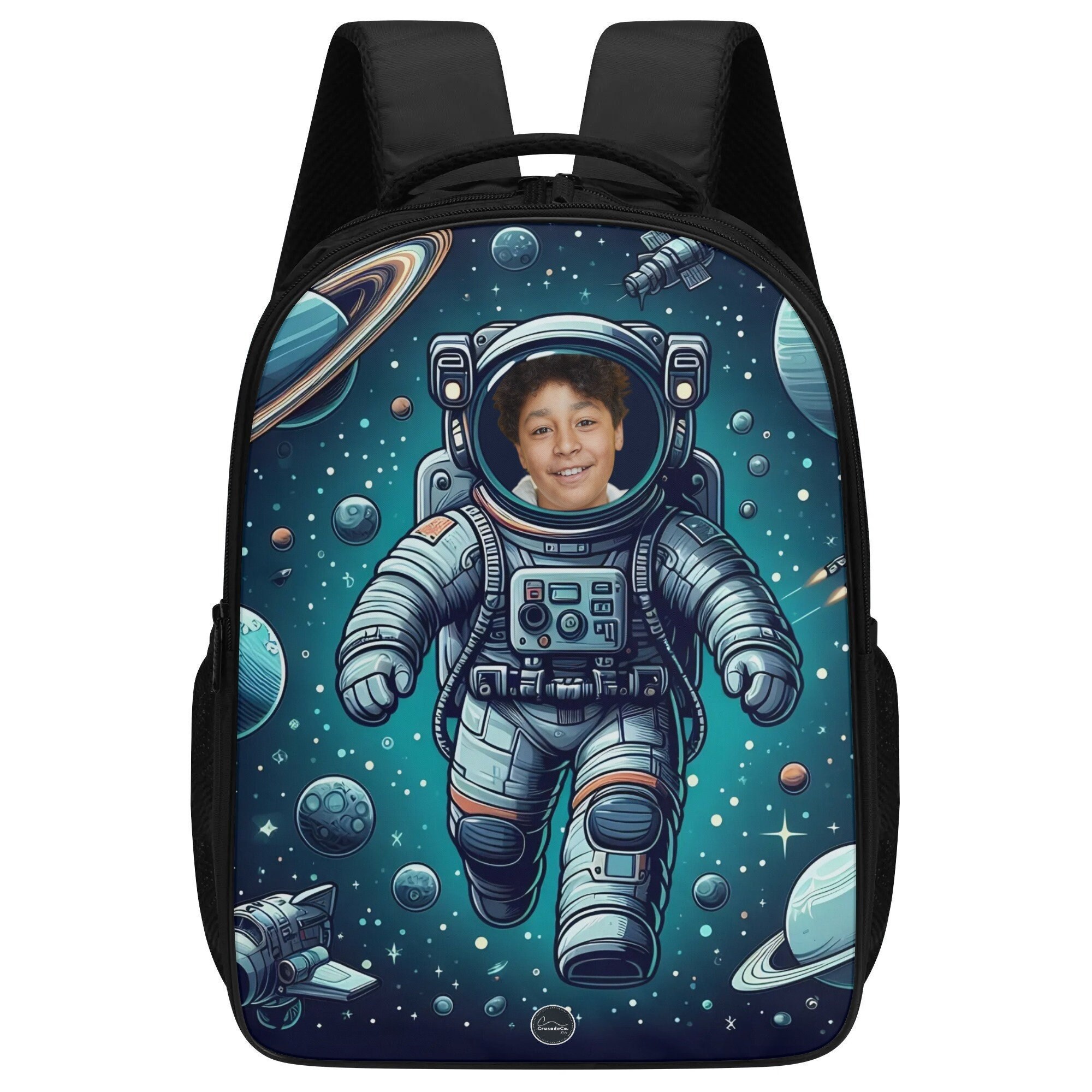 Personalised Boys Astronaut Backpack Customise Face & Name Kids Space ...
