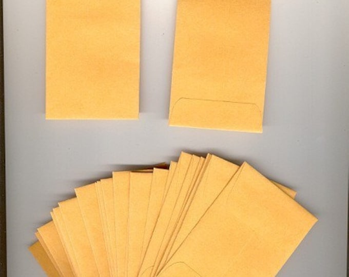 25 SMALL MANILA ENVELOPE LOT POCKET 3 1\/2 X 2 1\/4 INCHES COIN CARD ...