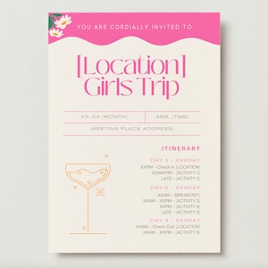 Girls Trip Itinerary Digital Stationery With Faqs Page - Fully ...