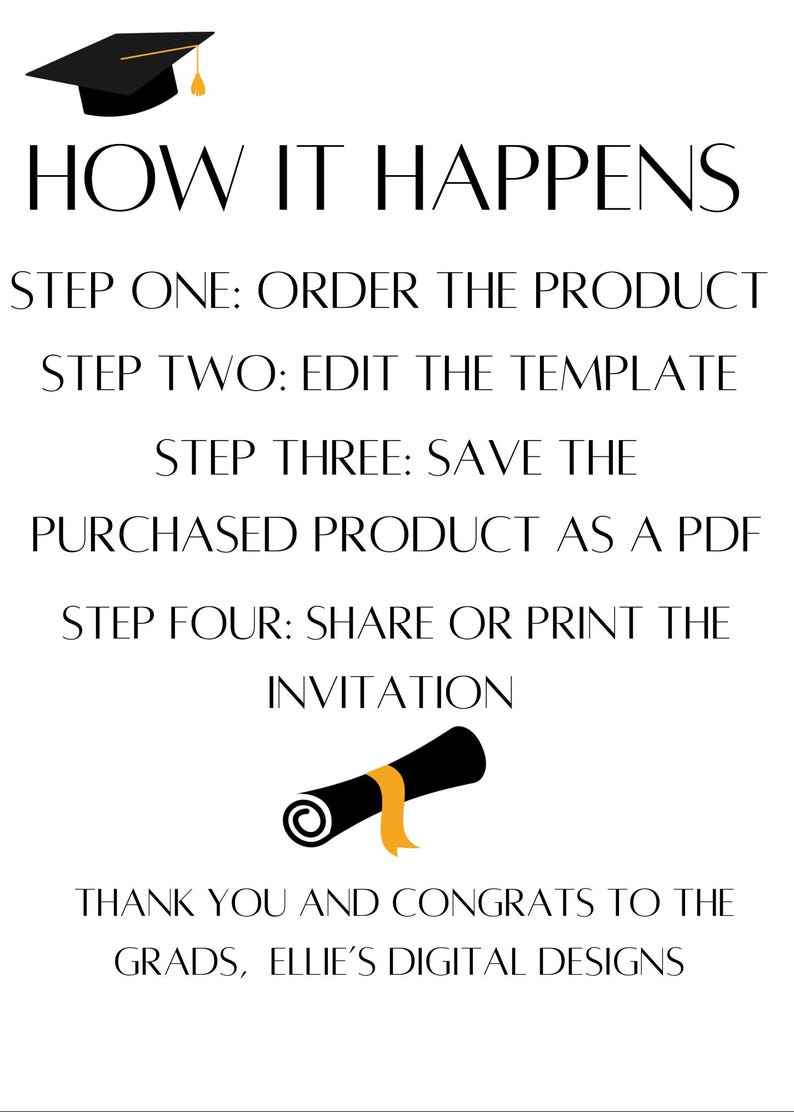 Digital and Printable Graduation Invitation Template, Graduation Party ...