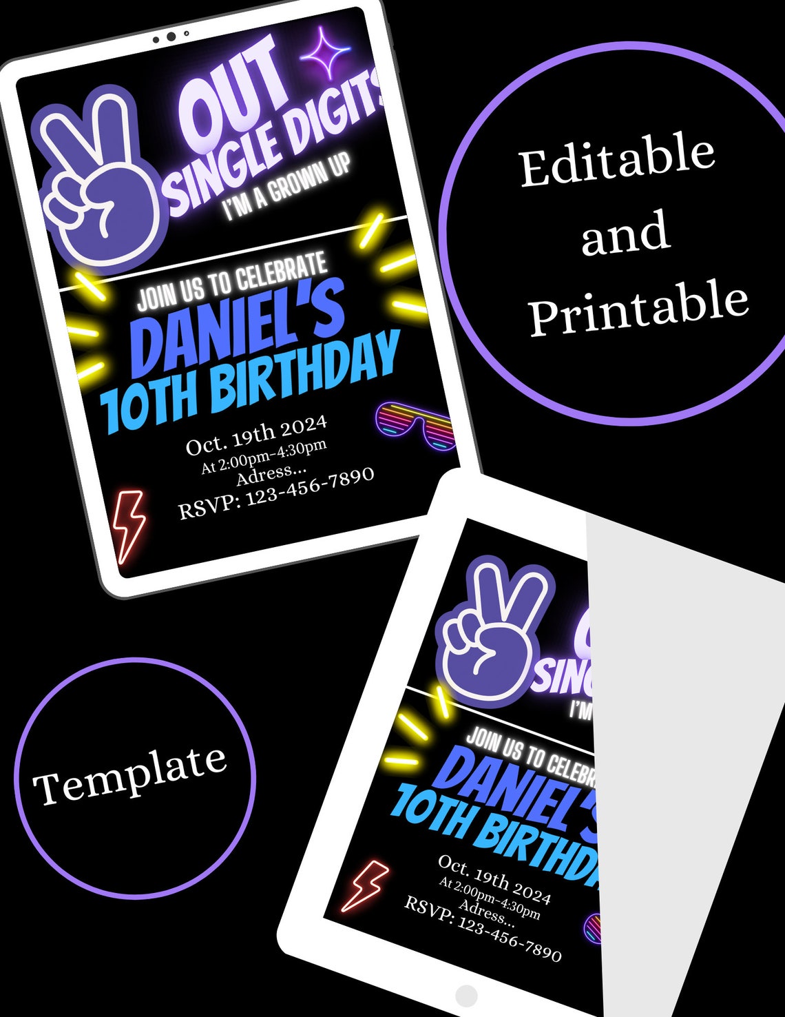 Peace Out Single Digits Birthday Invitation, Kids Birthday Invite ...