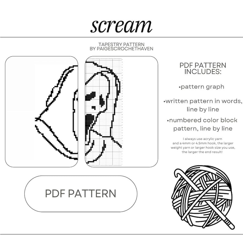 Scream Crochet Tapestry Pattern - PDF Pattern - Etsy