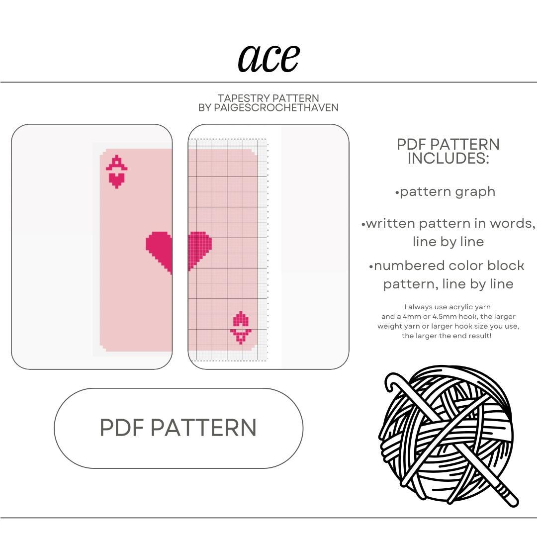 Ace Crochet Tapestry Pattern - PDF Pattern - Etsy