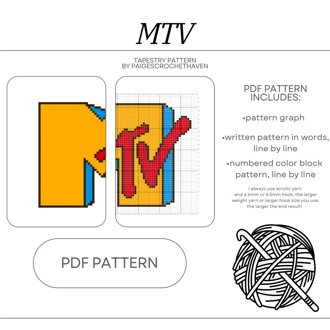 MTV Crochet Tapestry Pattern - PDF Pattern - Etsy