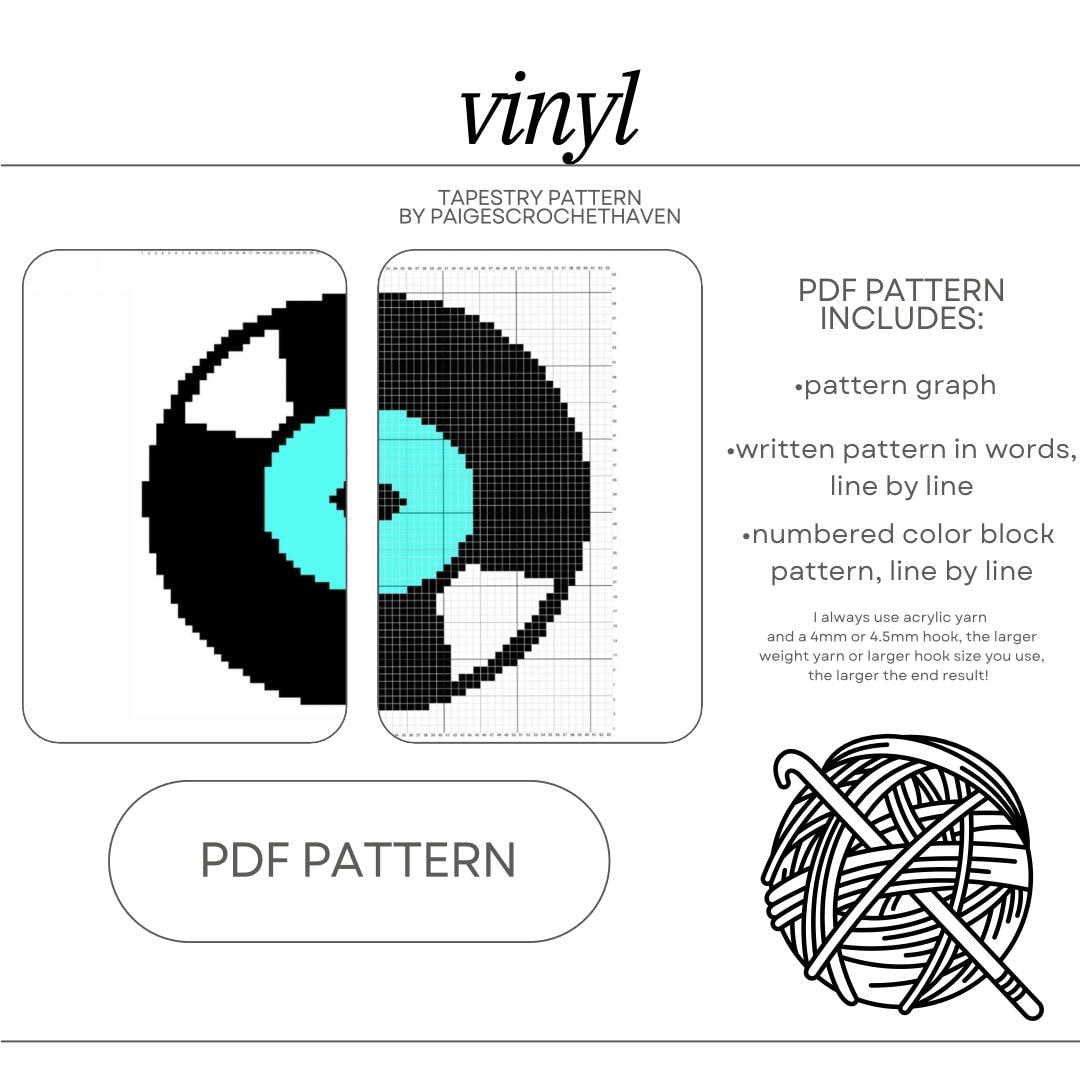 Vinyl Crochet Tapestry Pattern - PDF Pattern - Etsy