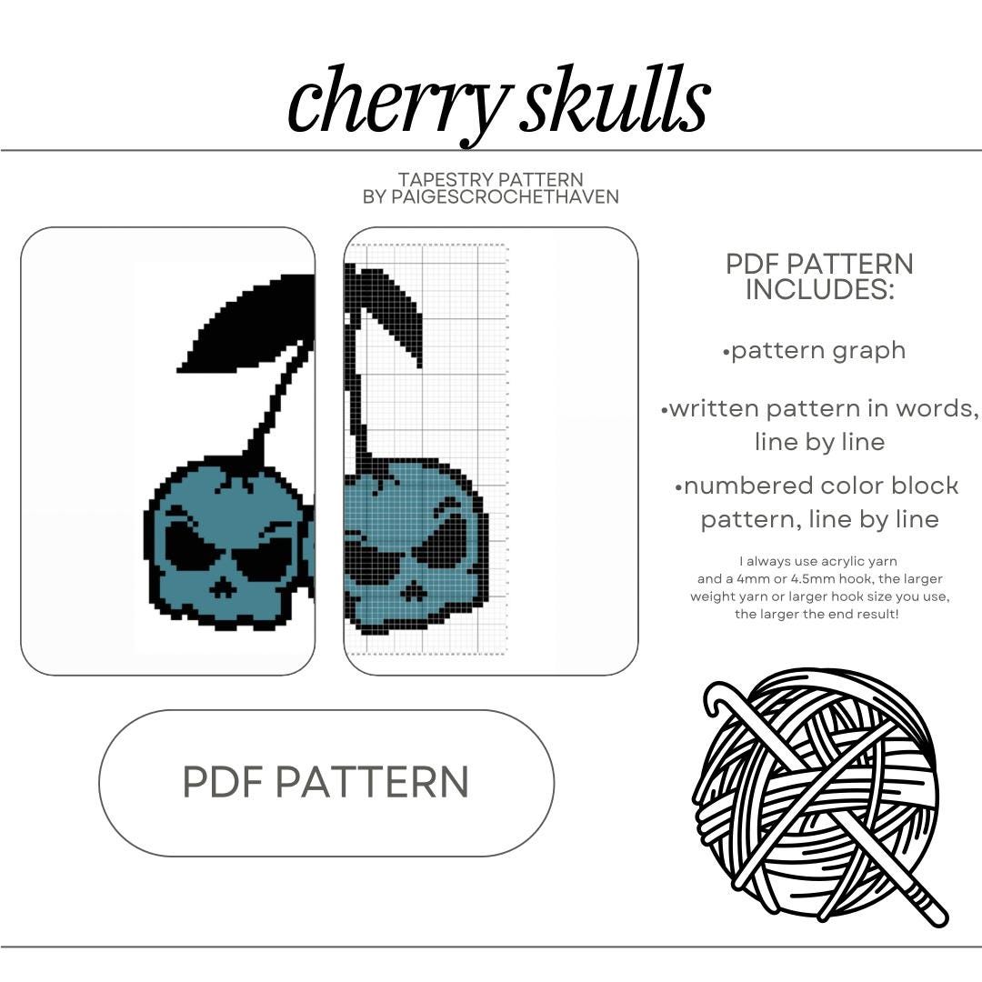 Cherry Skulls Crochet Tapestry Pattern - PDF Pattern - Etsy