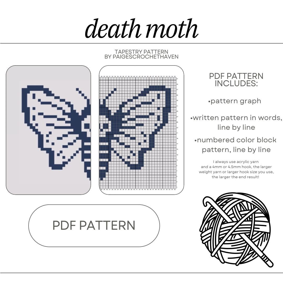 Death Moth Crochet Tapestry Pattern - PDF Pattern - Etsy