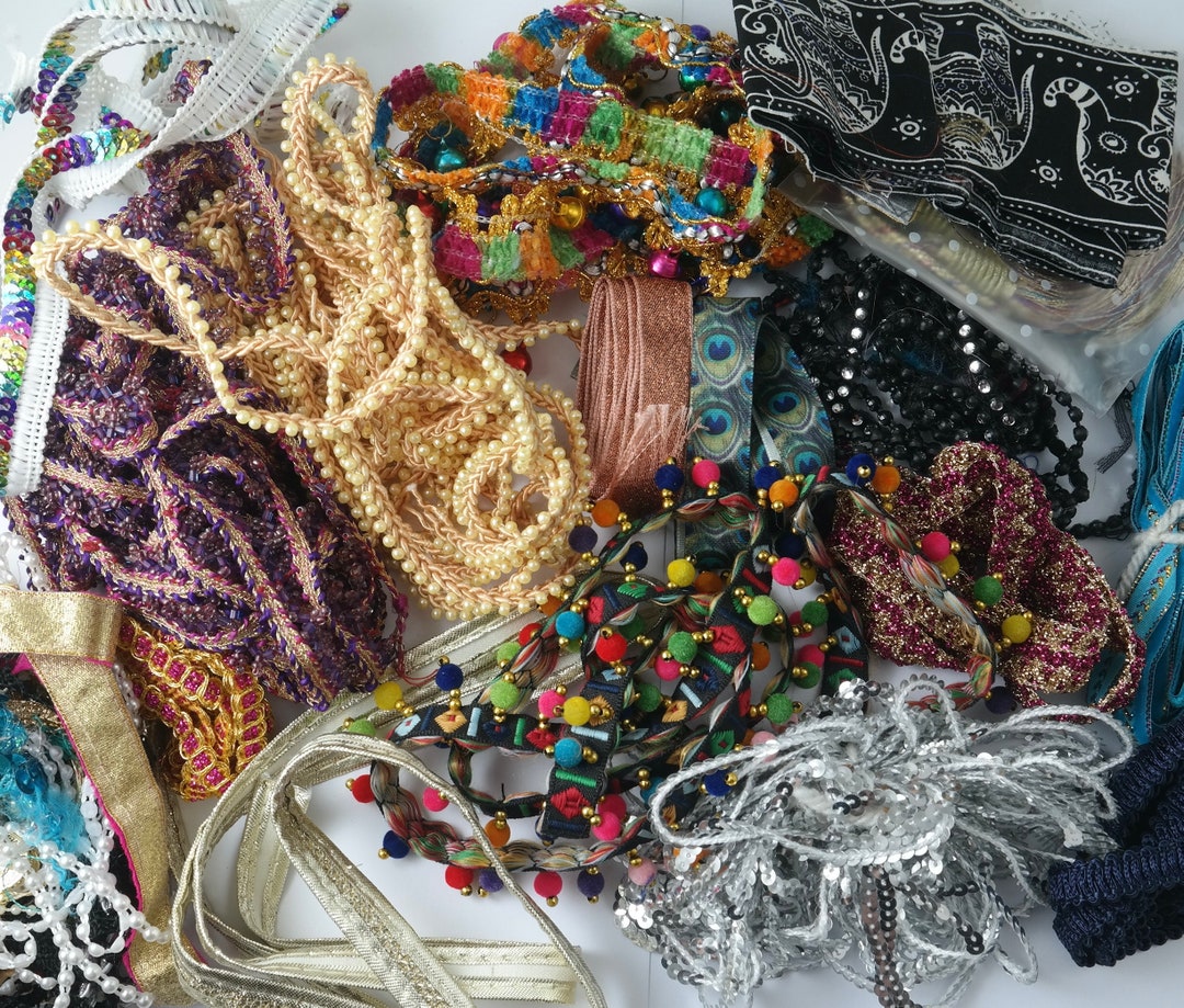 Job Lot of Indian Sequin Trim Fringe Ribbons - Etsy
