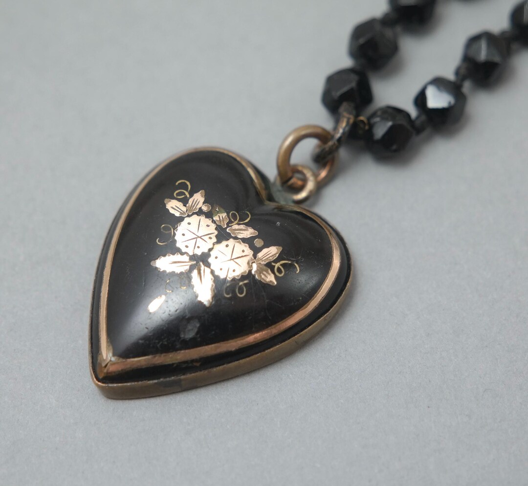 Antique Victorian Mourning French Jet Glass Bead Muff/ Guard Chain ...