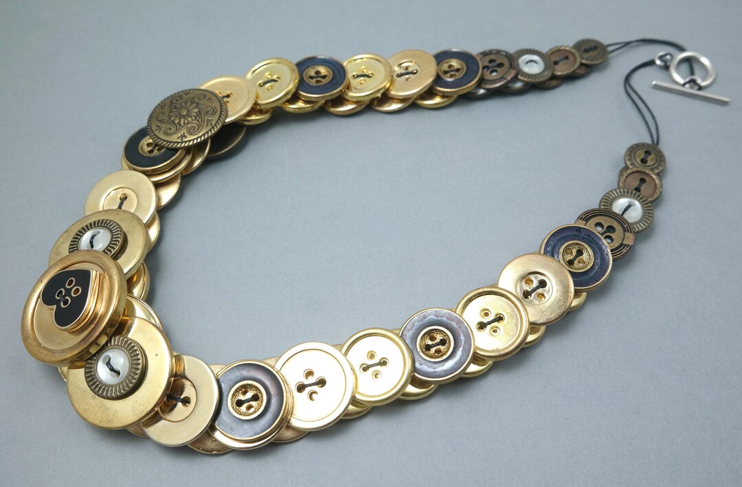Vintage Gold Button Costume Necklace - Etsy