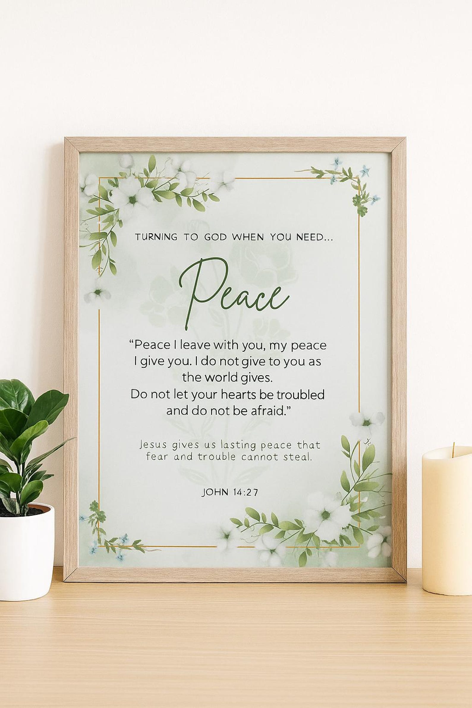Peace Bible Verse Wall Art – John 14:27 Printable | Christian Digital ...