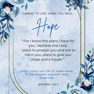 Hope Bible Verse – Jeremiah 29:11 | Christian Wall Art | Blue Floral ...