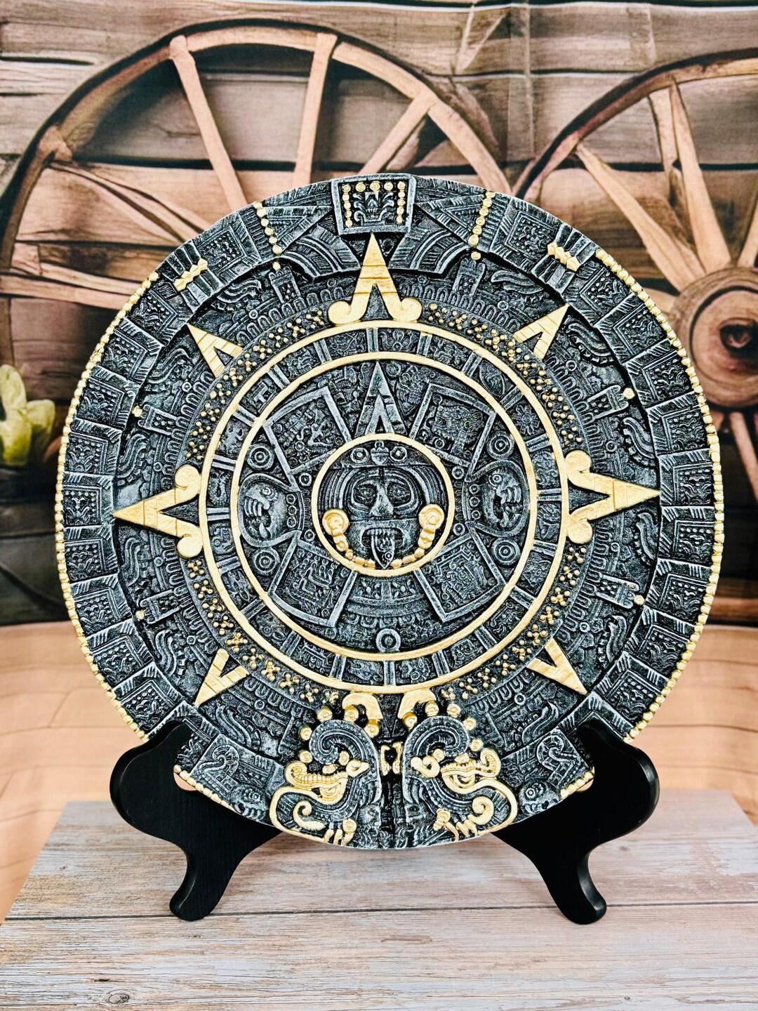 Aztec Calendar, Ceramic Aztec Calendar, Hand Made, Hand-painted, Aztec ...