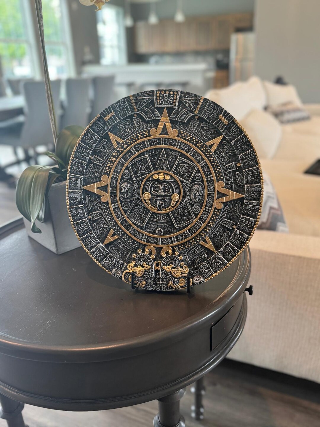 Aztec Calendar, Ceramic Aztec Calendar, Hand Made, Hand-painted, Aztec ...