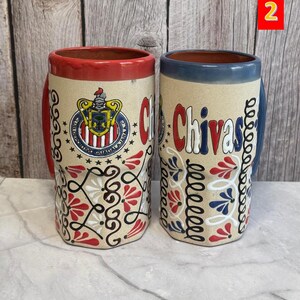 SET OF 2 Beer Mugs, Liga MX, Mexican Beer Mug, Mexican Pottery, Mexican ...