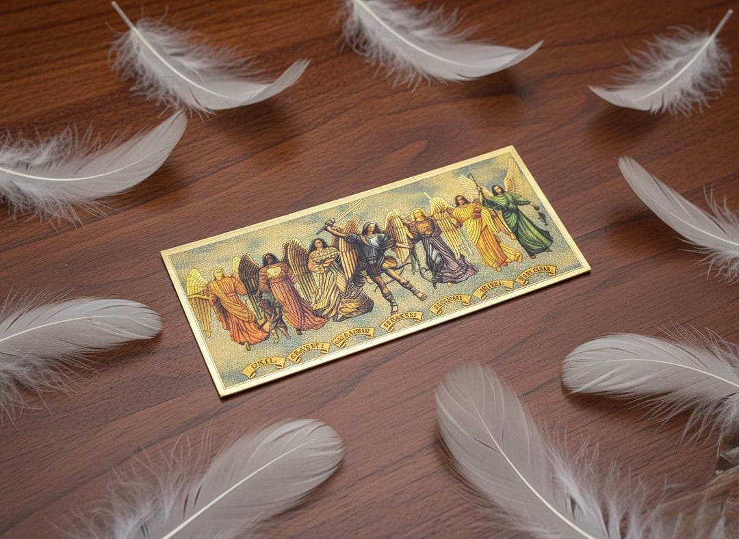 Golden Archangels Abundance and Protection Bill, Spiritual Amulet for ...