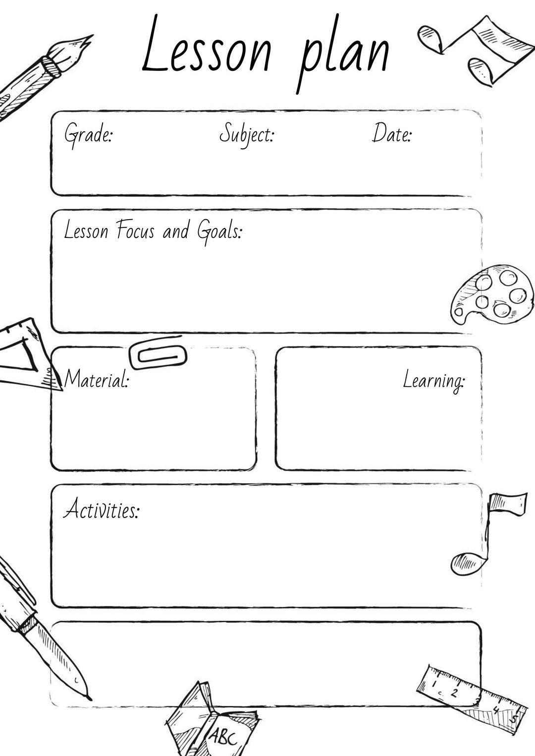 Simple Lesson Plan, Aesthetic Minimalistic Teacher Middle School ...