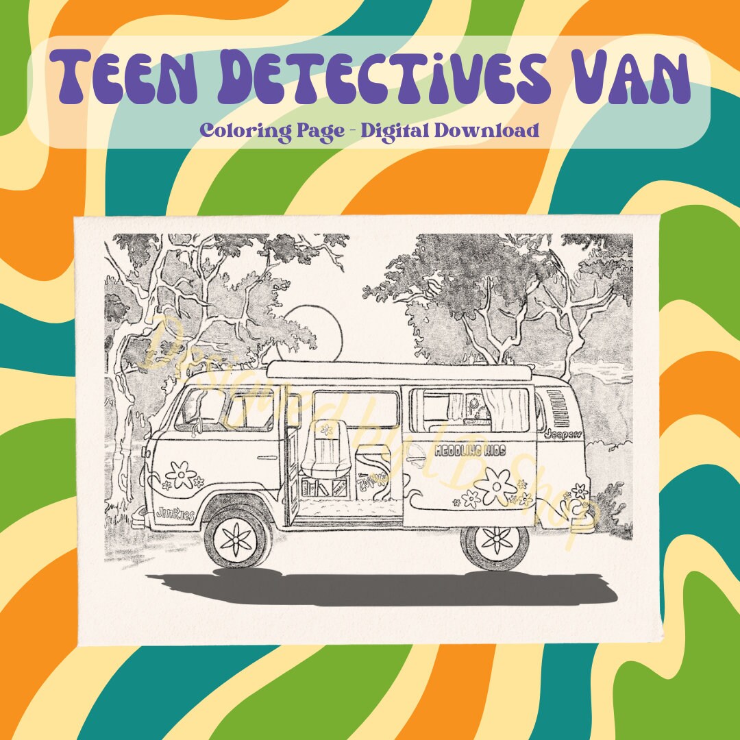 Teen Detectives Van Coloring Page Zoinks Mystery, Retro, Van Life ...