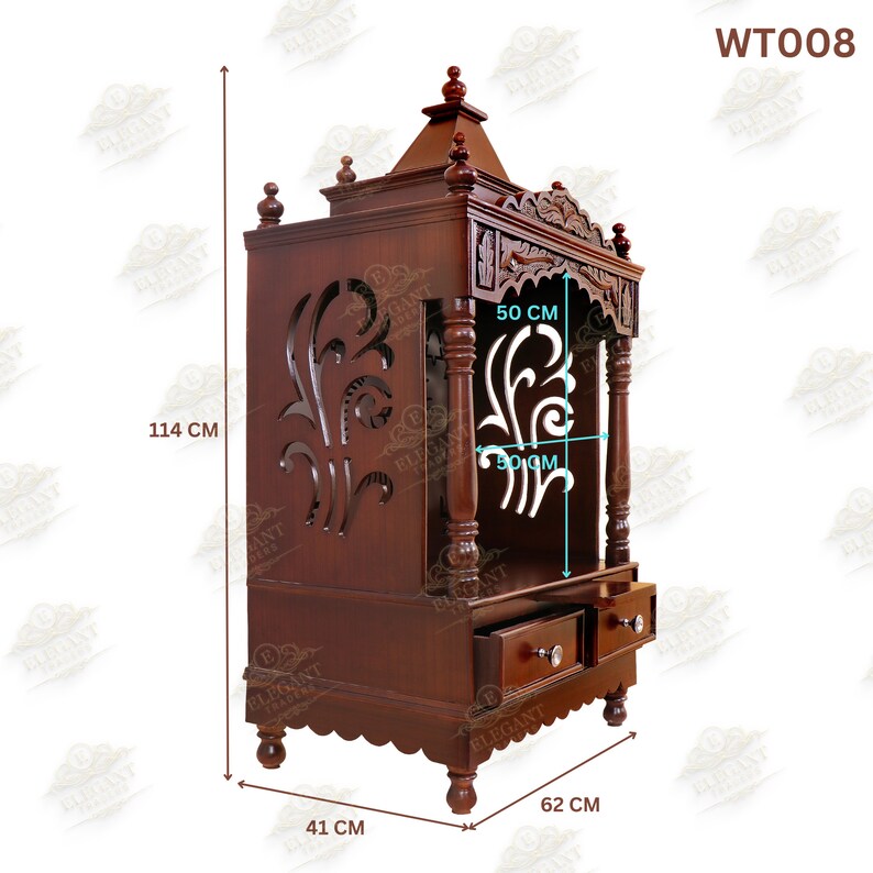 Large Pooja Mandir / Temple / Mantap With Hand Carved Front and ...