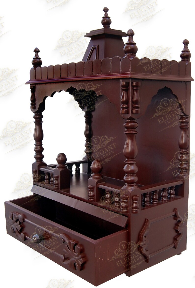 Medium Designer Pooja Mandir / Wooden Temple / Mantap With Designer ...