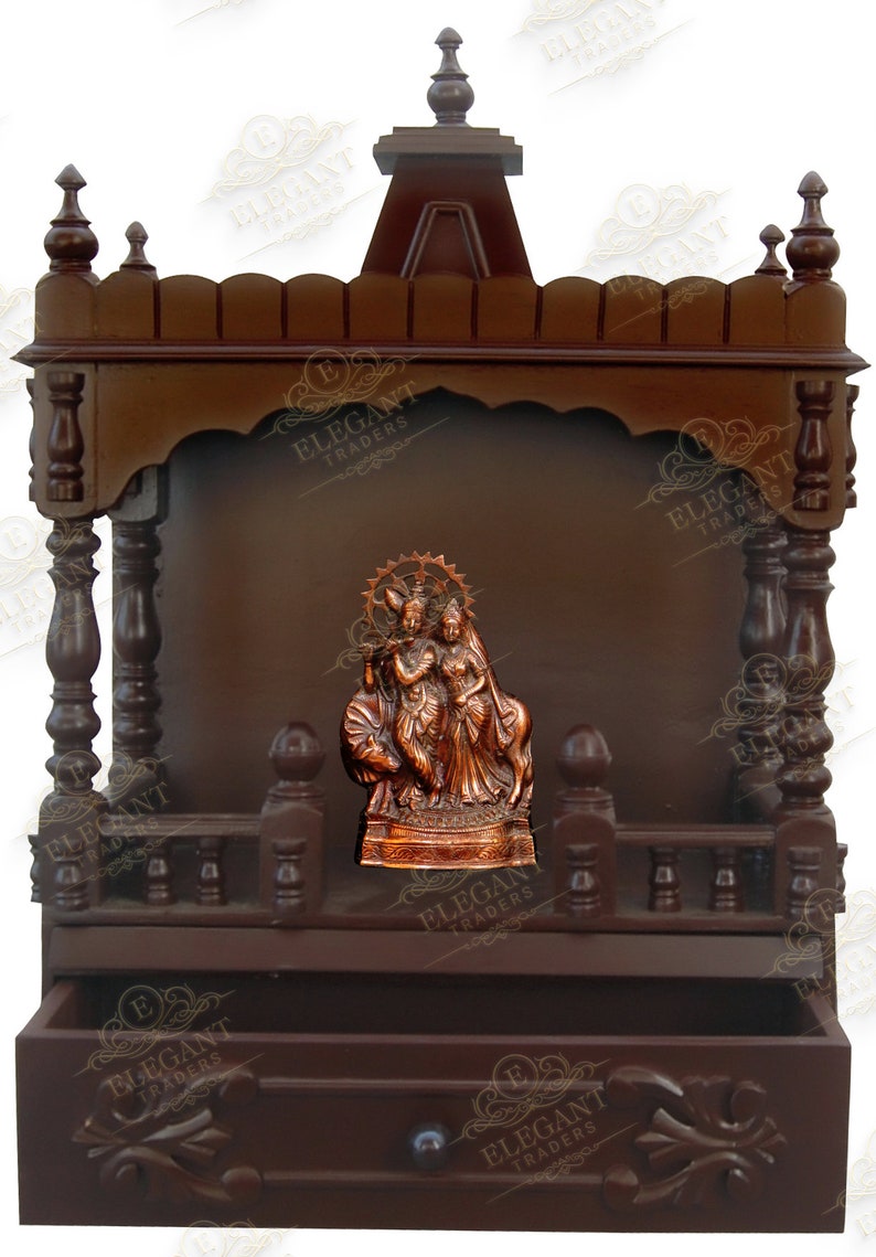 Medium Designer Pooja Mandir / Wooden Temple / Mantap With Designer ...