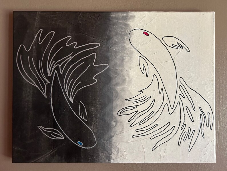 Jujutsu Kaisen Gojo and Geto Betta Fish Wraped Canvas Wall Art 12 X 16 ...