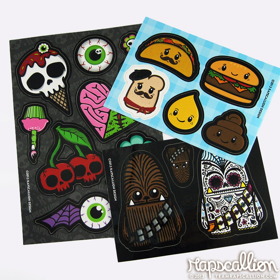 Zombie, Kawaii Food & Chewbacca Sticker Sheets - Etsy