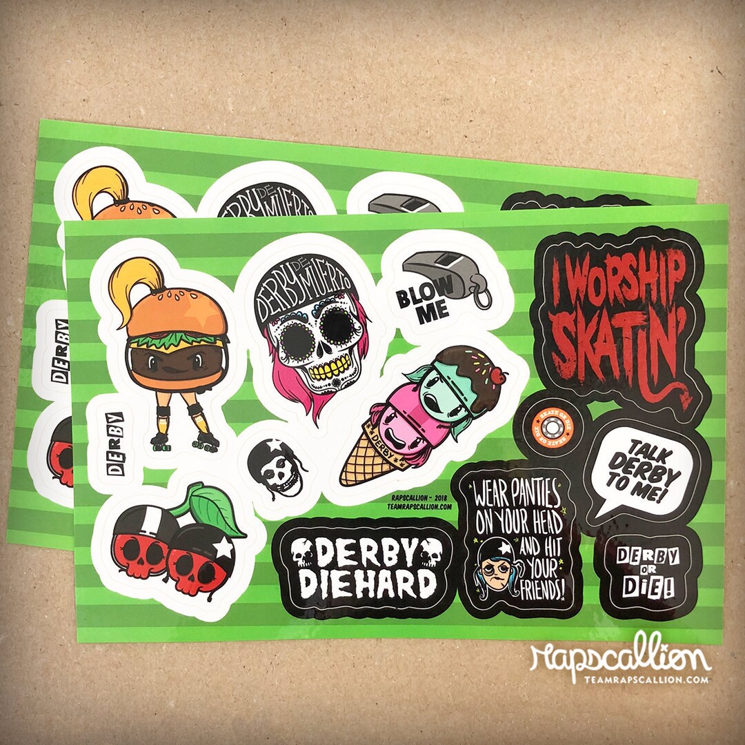 Roller Derby Vinyl Sticker Sheet - Etsy