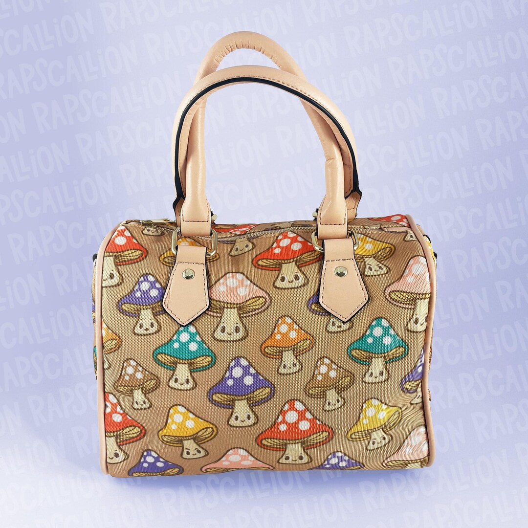 Mushroom Posse Boston Style Handbag - Cartoon Fungi, Kawaii, Purse ...