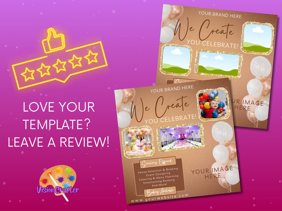 Event Planner Social Media Template: DIY Promo (canva, Instant Download ...