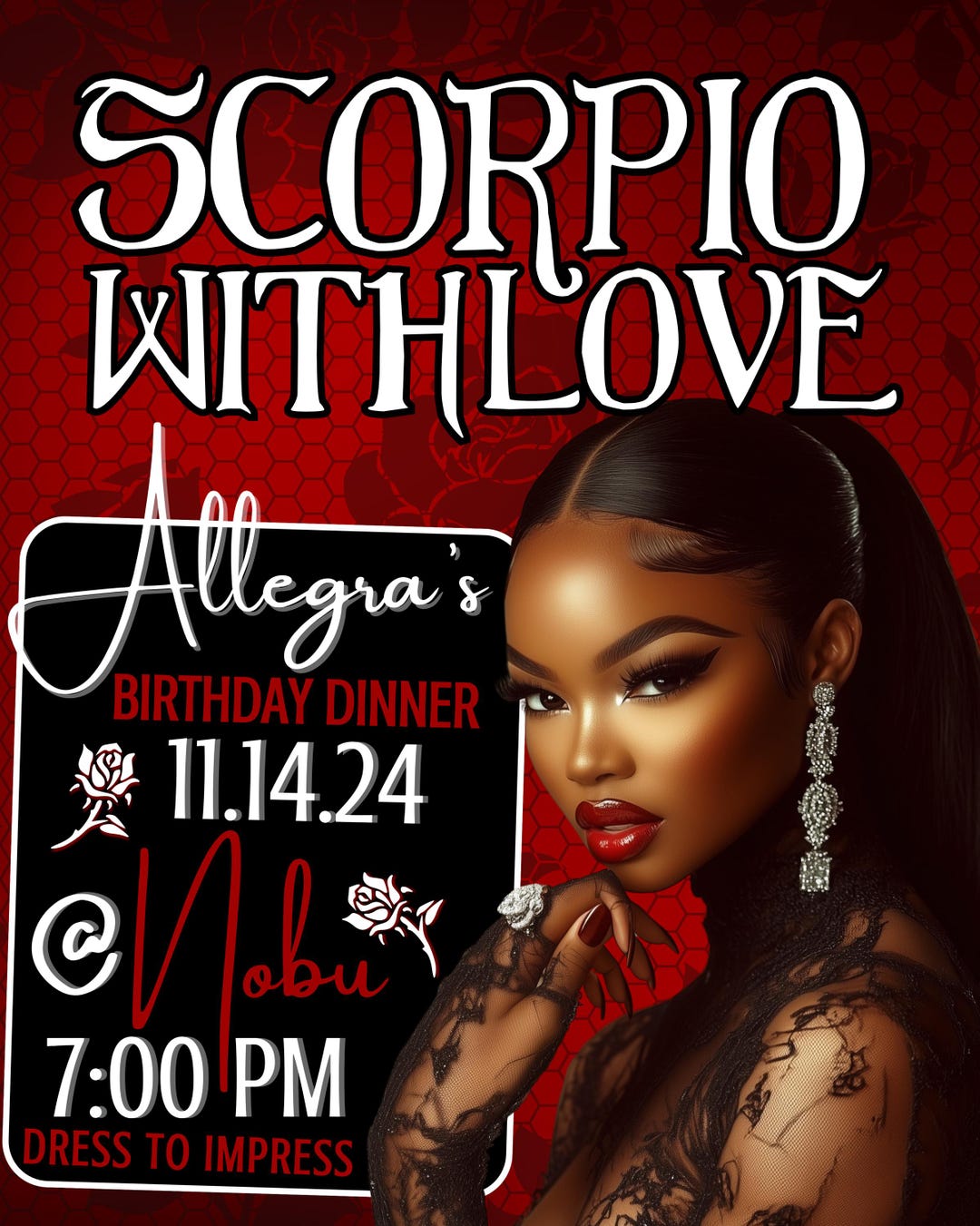Animated Scorpio Birthday Dinner Flyer: Canva Template (instant ...