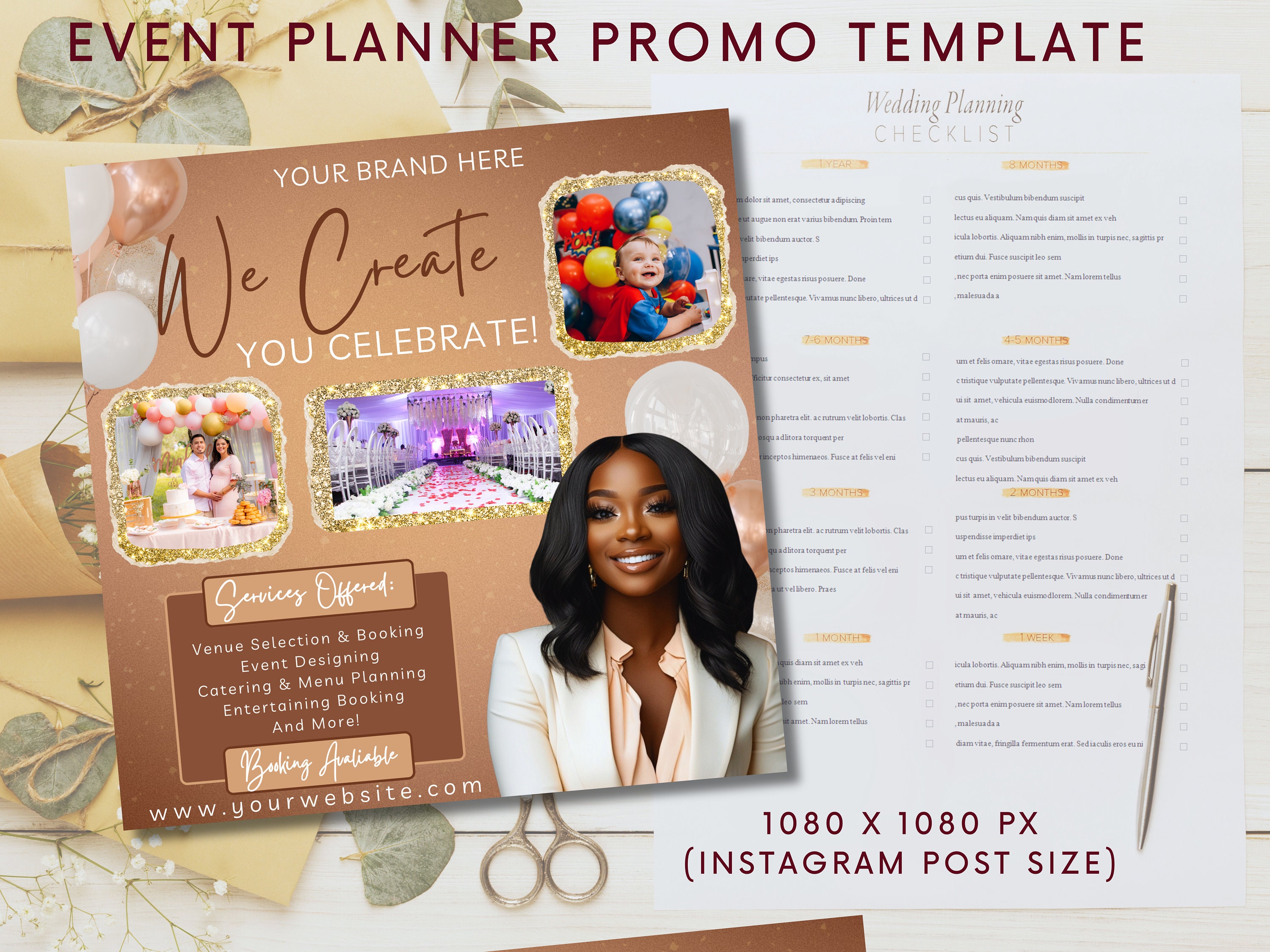 Event Planner Social Media Template: DIY Promo (canva, Instant Download ...
