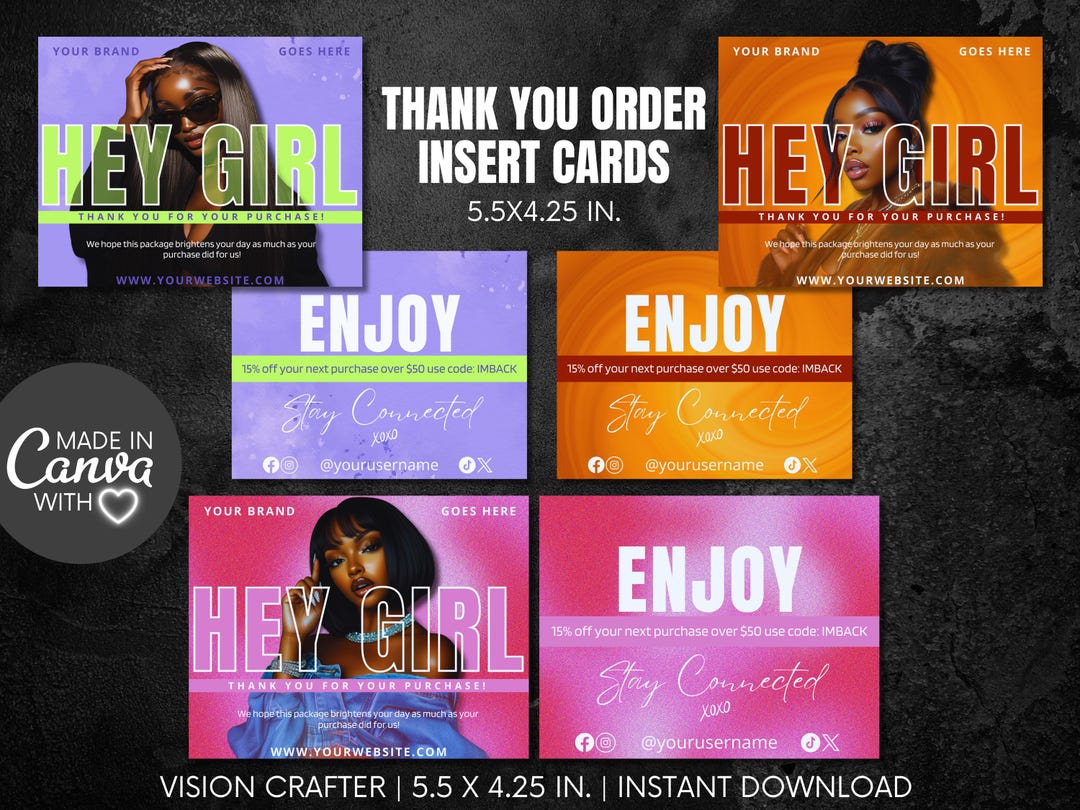 Thank You Cards,order Insert Cards,orders,packaging Insert,hair,lash ...