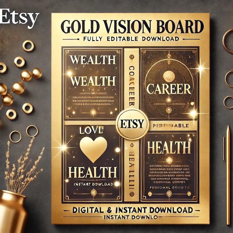 Luxury Vision Board Template | Digital Manifestation Planner, Goal ...