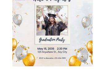 Virtual Graduation Party Invitation | Elegant Gold & Silver Theme - Etsy