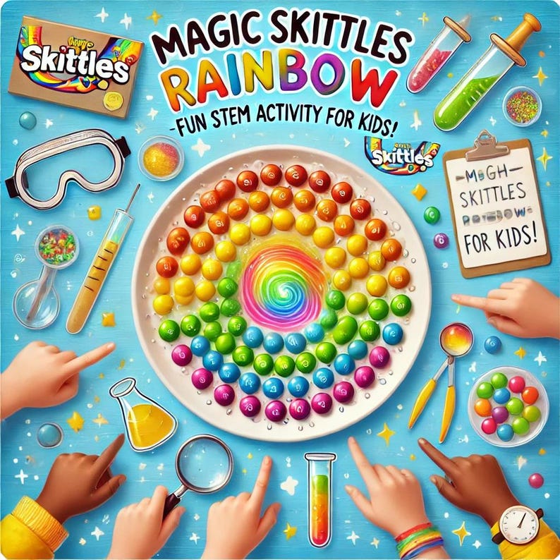 Easy Magic Skittles Rainbow Science Experiment for Kids – Colorful STEM ...