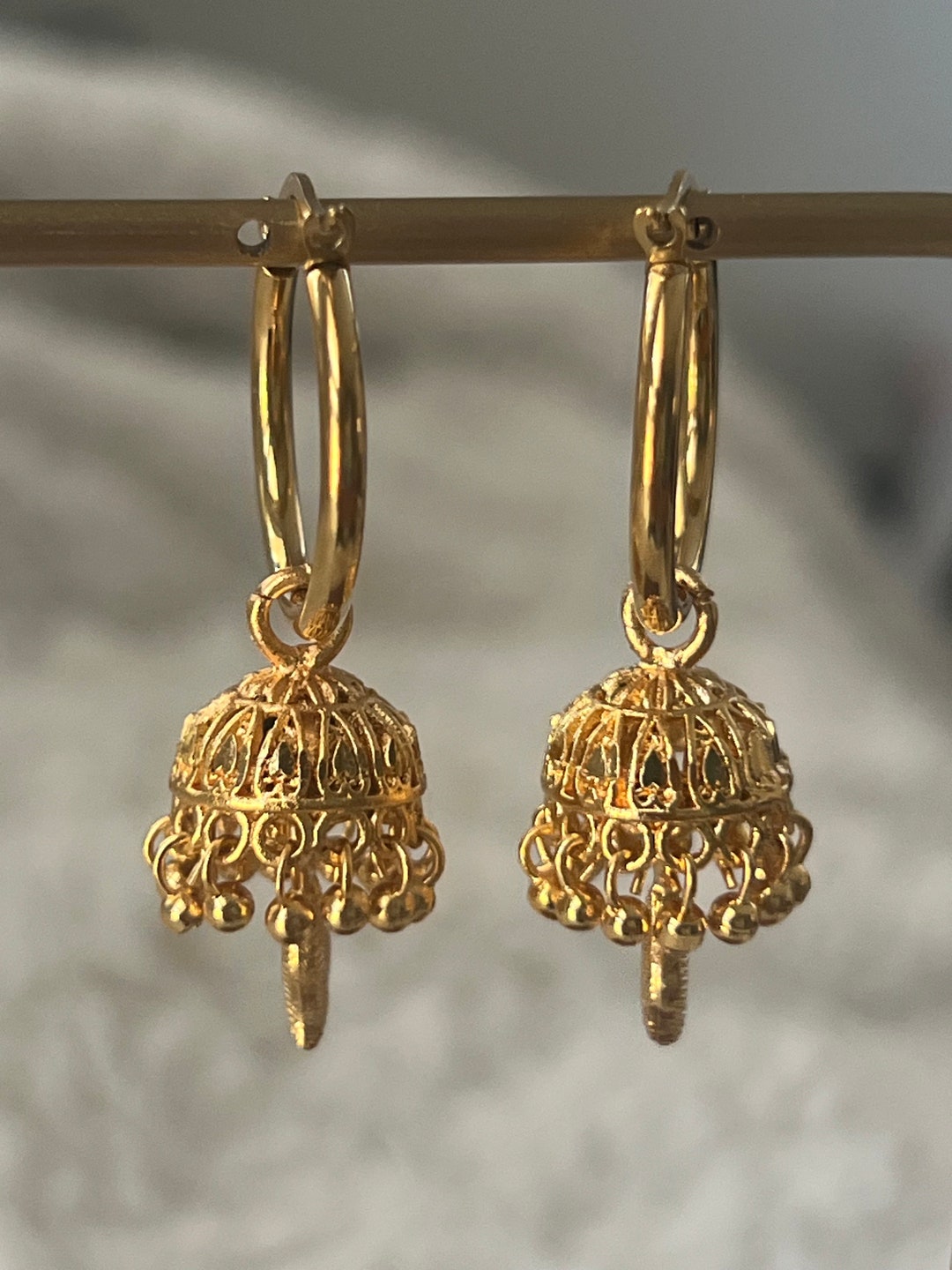 Gold Jhumki Hoops Indian Style Earrings. Extra Small Jhumki - Etsy