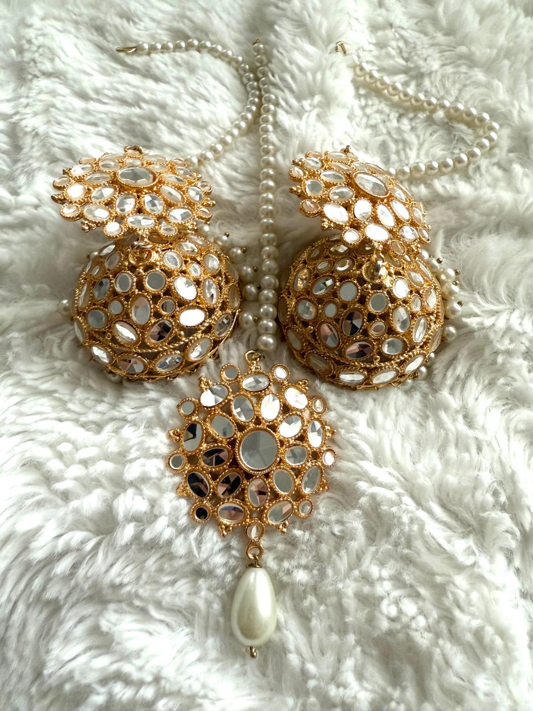 Gold Multani Jhumki on Clipon Indian Style Clipon Jhumka Earrings and ...