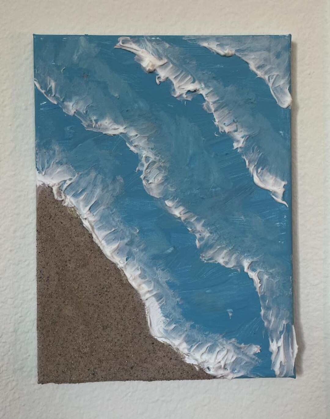 Textured Ocean Wave Painting Wall Art Print - Impasto Beach Art in Soft ...