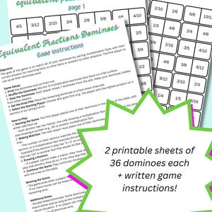 Printable Fractions Dominoes, Math Games for Kids - Etsy